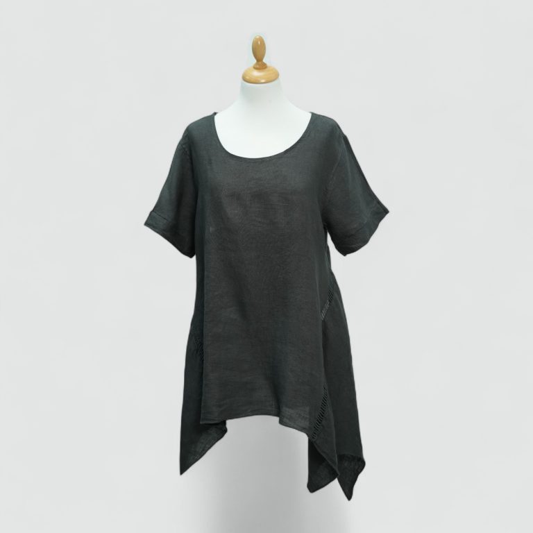 Vorsa Asymmetrical Hem Line Linen Top size 14-18 - Lagenlook Boutique